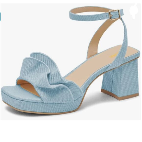 Pazzion | Shoes | Pazzion Light Blue Platform Square Toe Pleated Ruffle ...